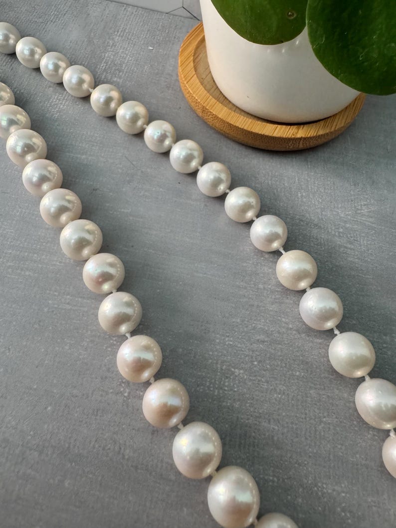 Hand-knotted Edison Pearl Necklace – 10mm White Pearls, Silk Threaded ...