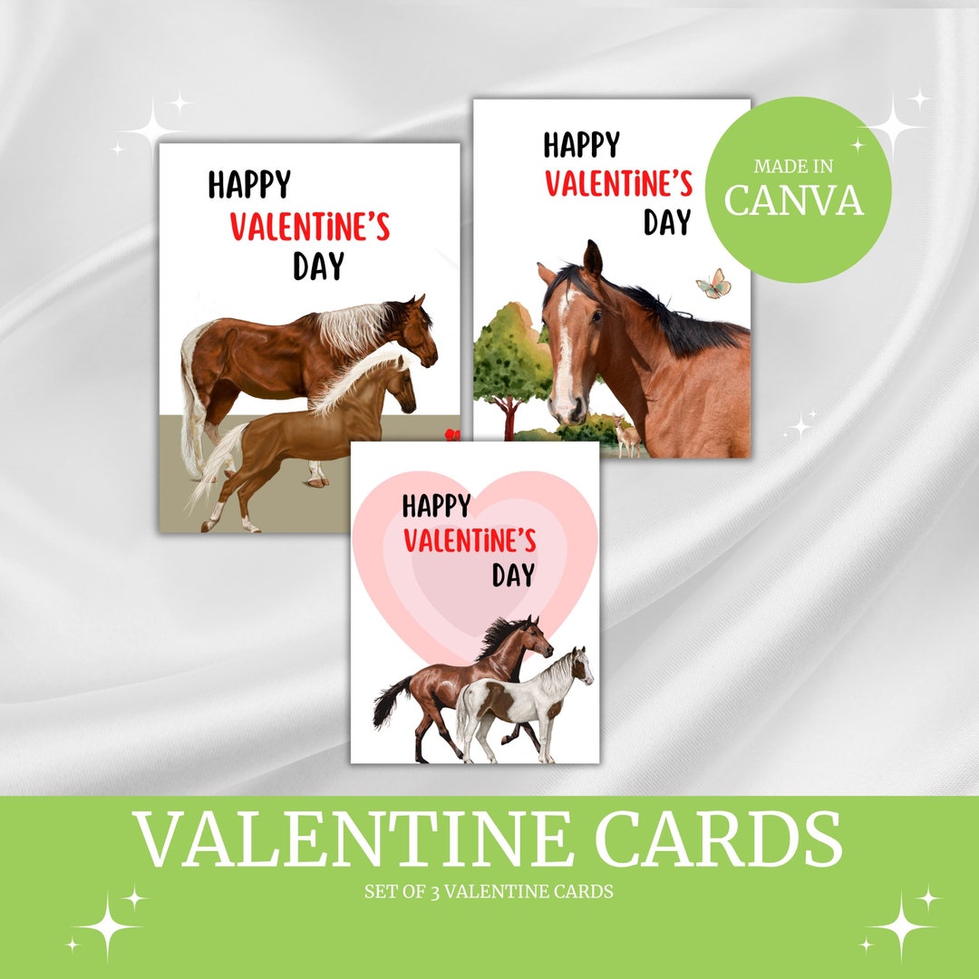 Printable Horse Valentine's Day Card, Valentine's Day Cards for the ...