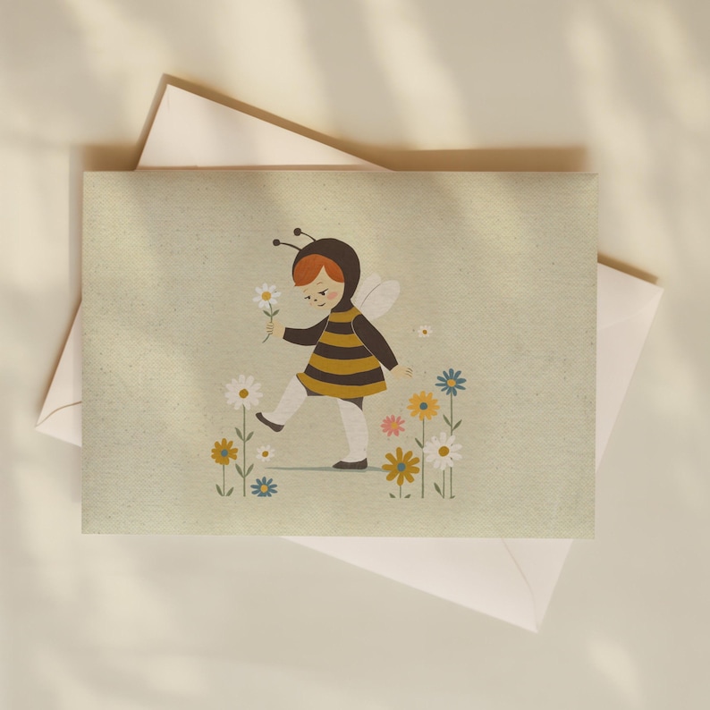 Little Bee Postcard – Hand-drawn Child Illustration in A6 Format | Set ...