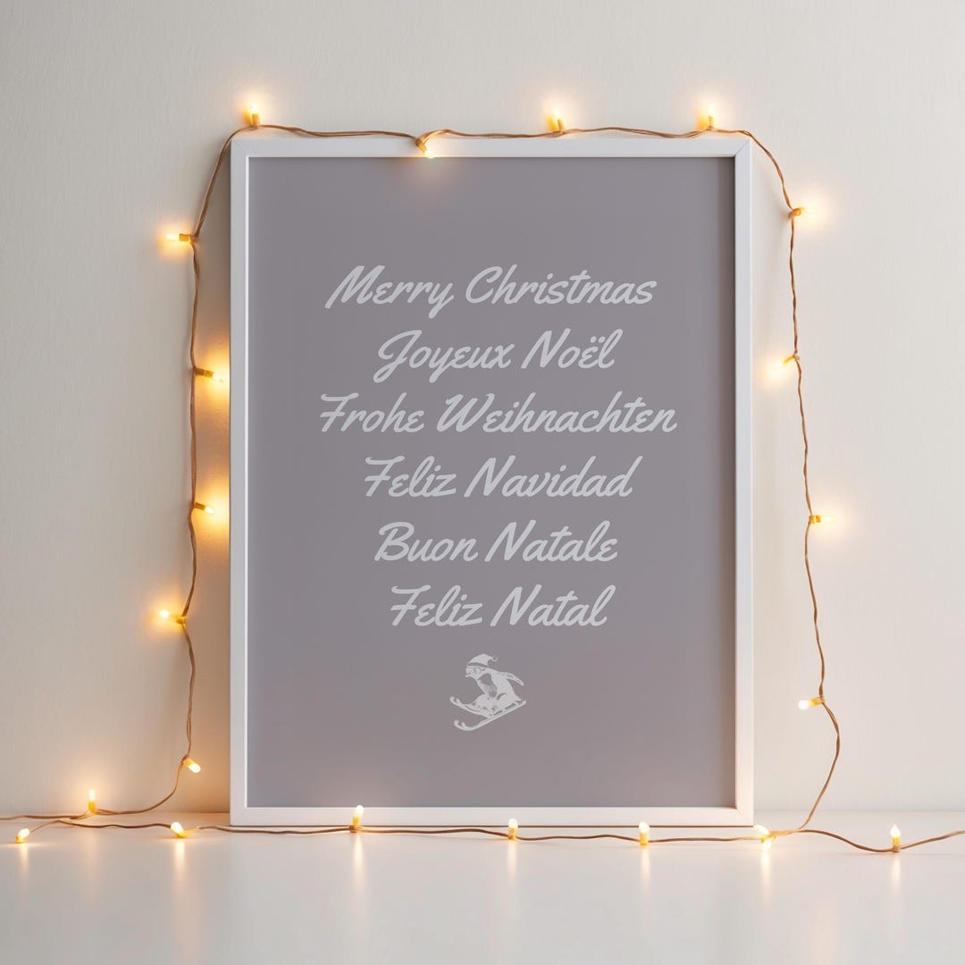 Minimal Christmas Poster – Multilingual Holiday Wall Art | Modern ...