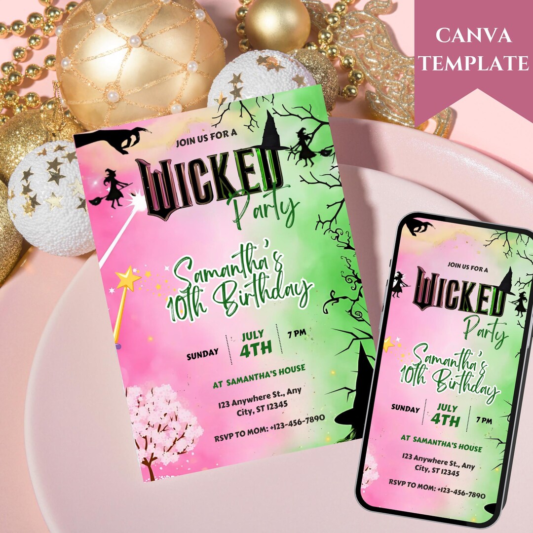 Self- Editable Wicked Invite, Wicked Birthday Invitation, Wicked ...