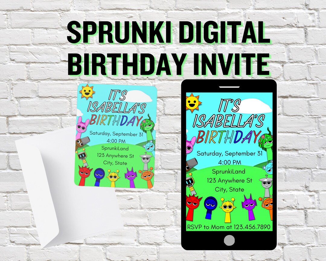 Invitación de cumpleaños de Roblox Sprunki / Invitación a fiesta ...