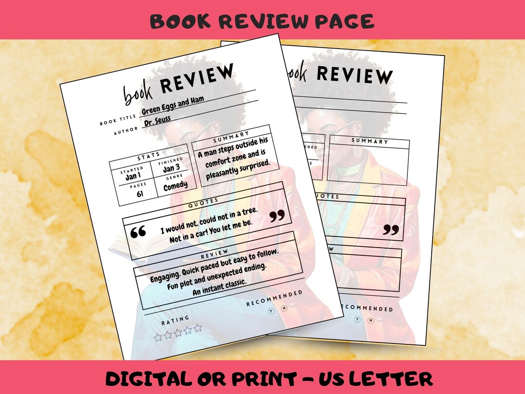 Digital Book Review Template Download for Readers | Black Girl Book Log ...
