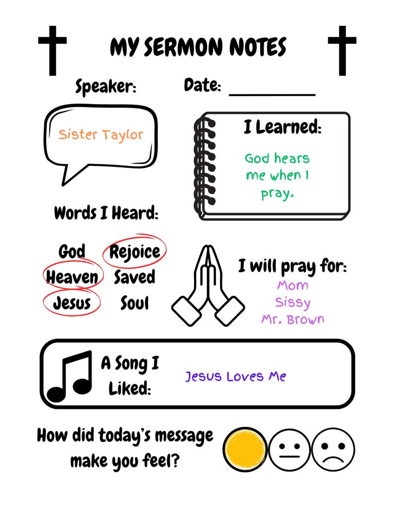 Kids Sermon Notes Bundle | Printable Praise and Worship Template | Kids ...