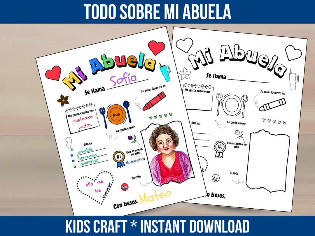 Todo Sobre Abuela Coloring Page, Handmade Día Del Abuelo Gift ...