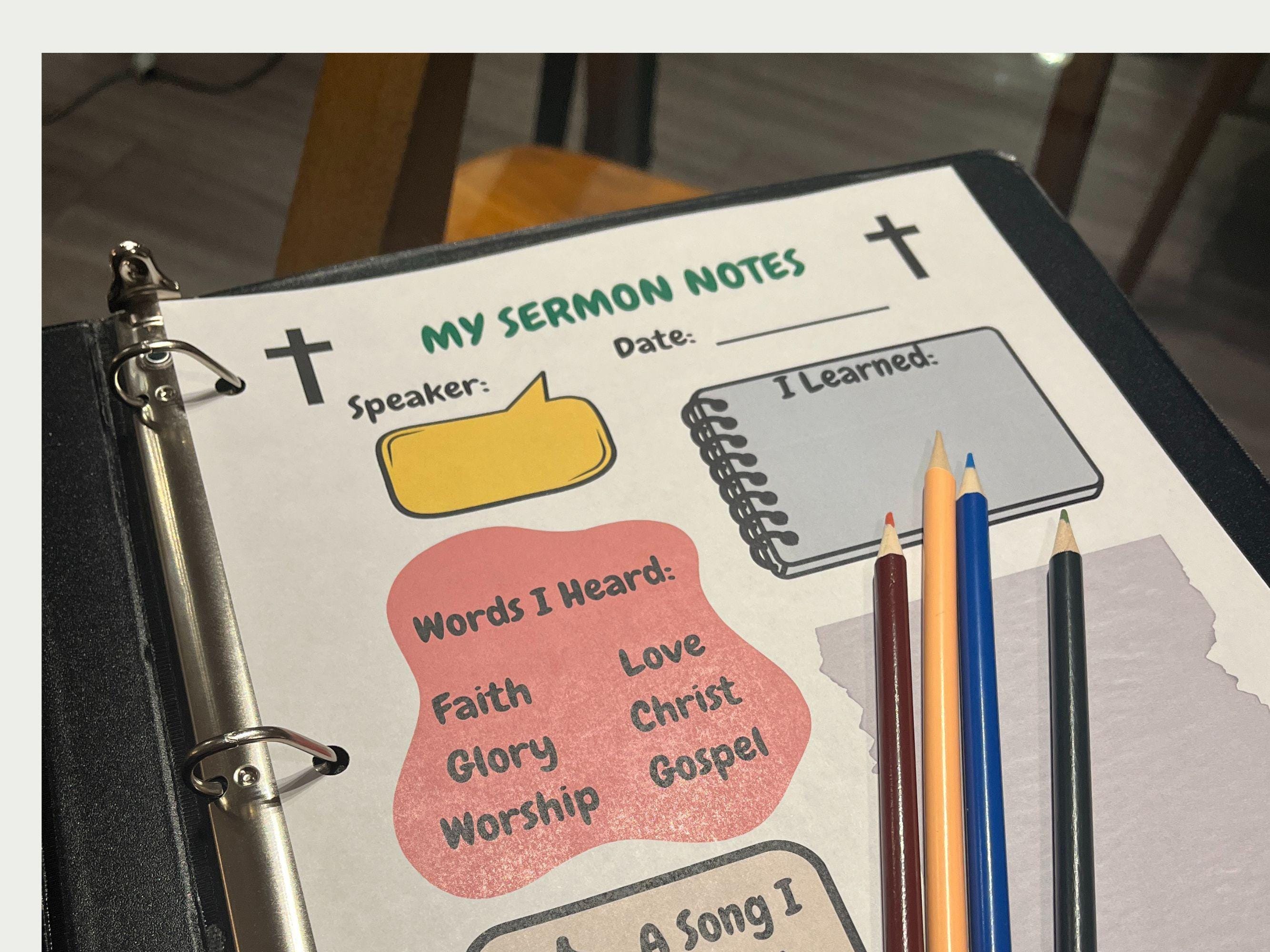 Kids Sermon Notes Bundle | Printable Praise and Worship Template | Kids ...