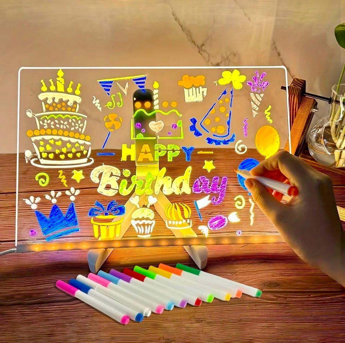 LED Acrylic Drawing Board: Rewritable USB Dry Erase Board - Etsy