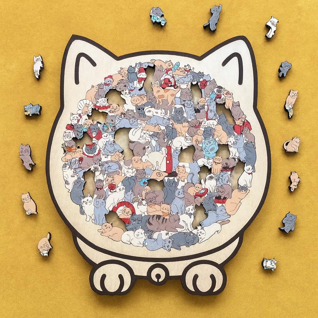 Cat Shaped Wooden Jigsaw Puzzle, Morandi Colors, 135 Piece - Etsy