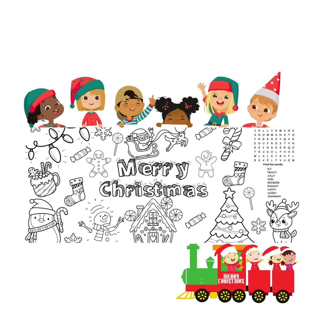 LARGE Christmas Coloring Banner Kids Activity Mat Printable - Etsy