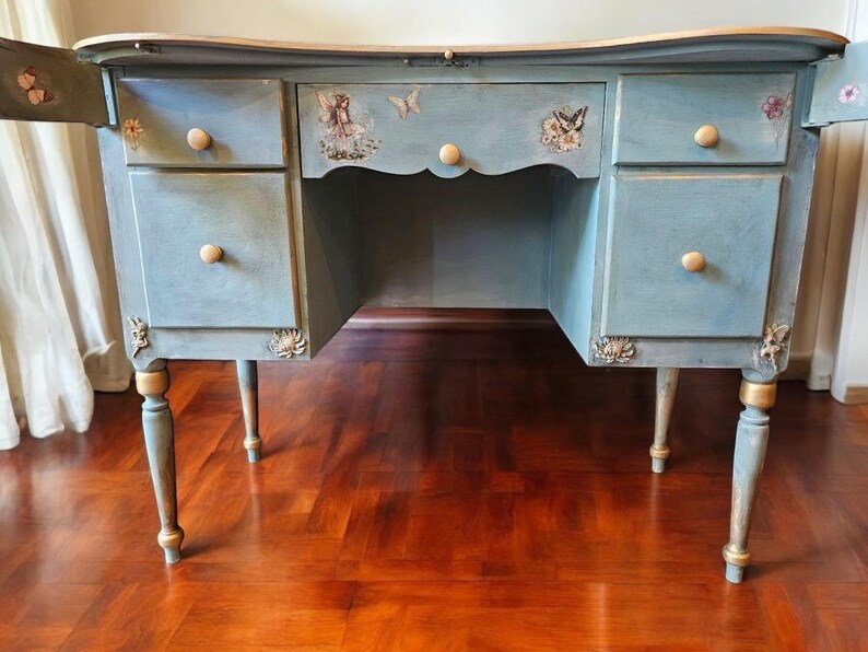 Hand Painted Vintage Vanity, Fairytale Desk, Enchanted Girls Painted ...