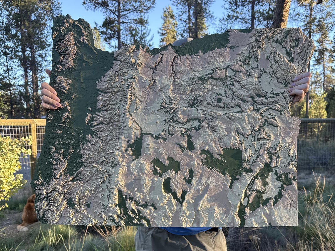 Oregon 3' XL Wall Map: Highly Detailed 3D Topographic Relief Map - Etsy