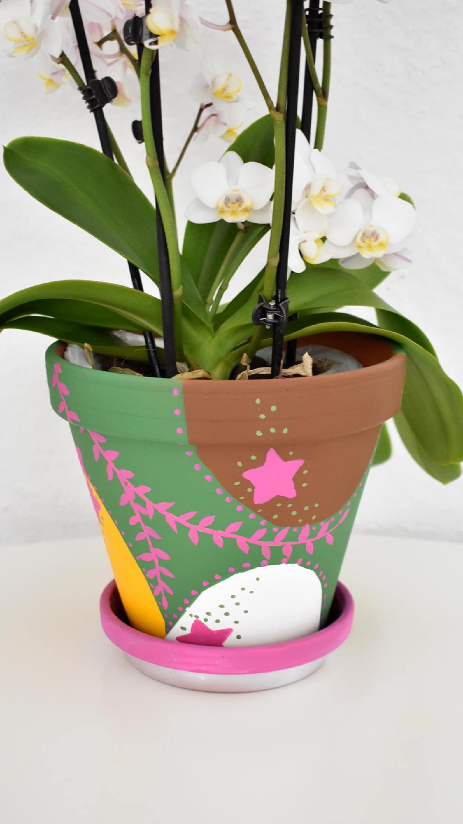 Hand-painted Terracotta Flower Pot – Unique Colorful Design - Etsy