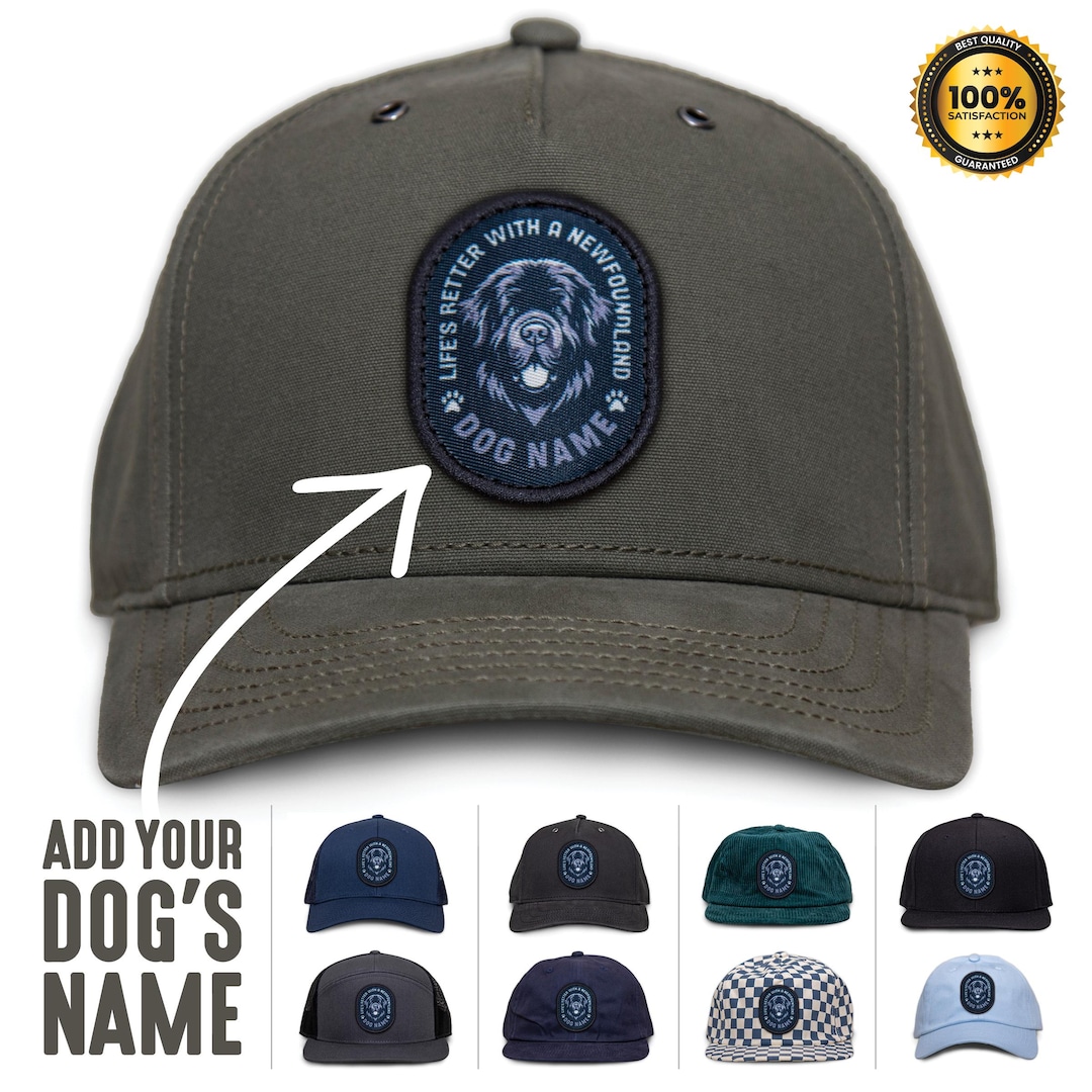 Newfoundland Dog Personalized Hat, Custom Dog Baseball Cap, Pet ...