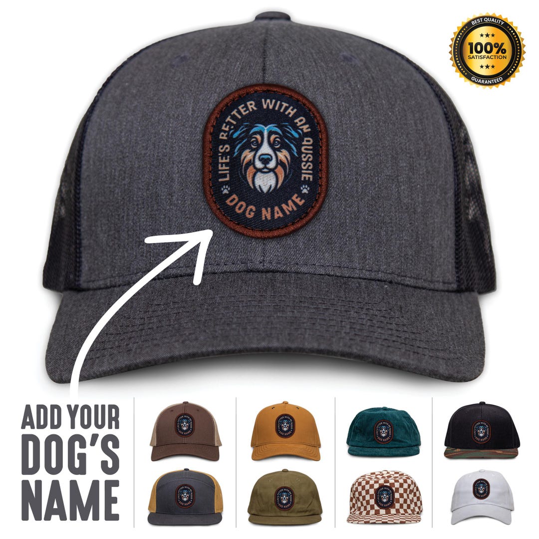 Australian Shepherd Personalized Hat, Custom Dog Baseball Cap, Pet ...