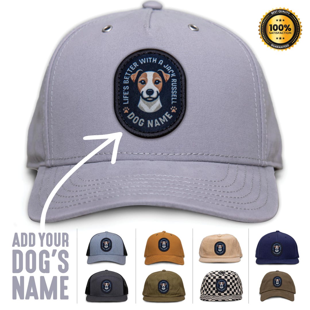 Jack Russell Personalized Hat, Custom Dog Baseball Cap, Pet Portrait ...