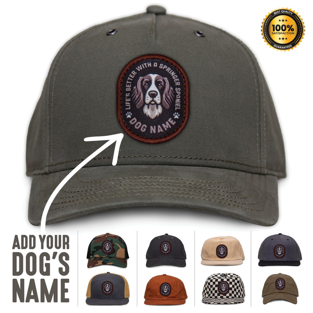 Springer Spaniel Personalized Hat, Custom Dog Baseball Cap, Pet ...