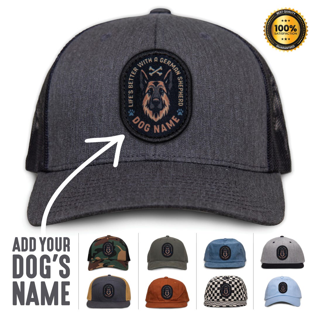 Dark German Shepherd Personalized Hat, Custom Dog Baseball Cap, Pet ...