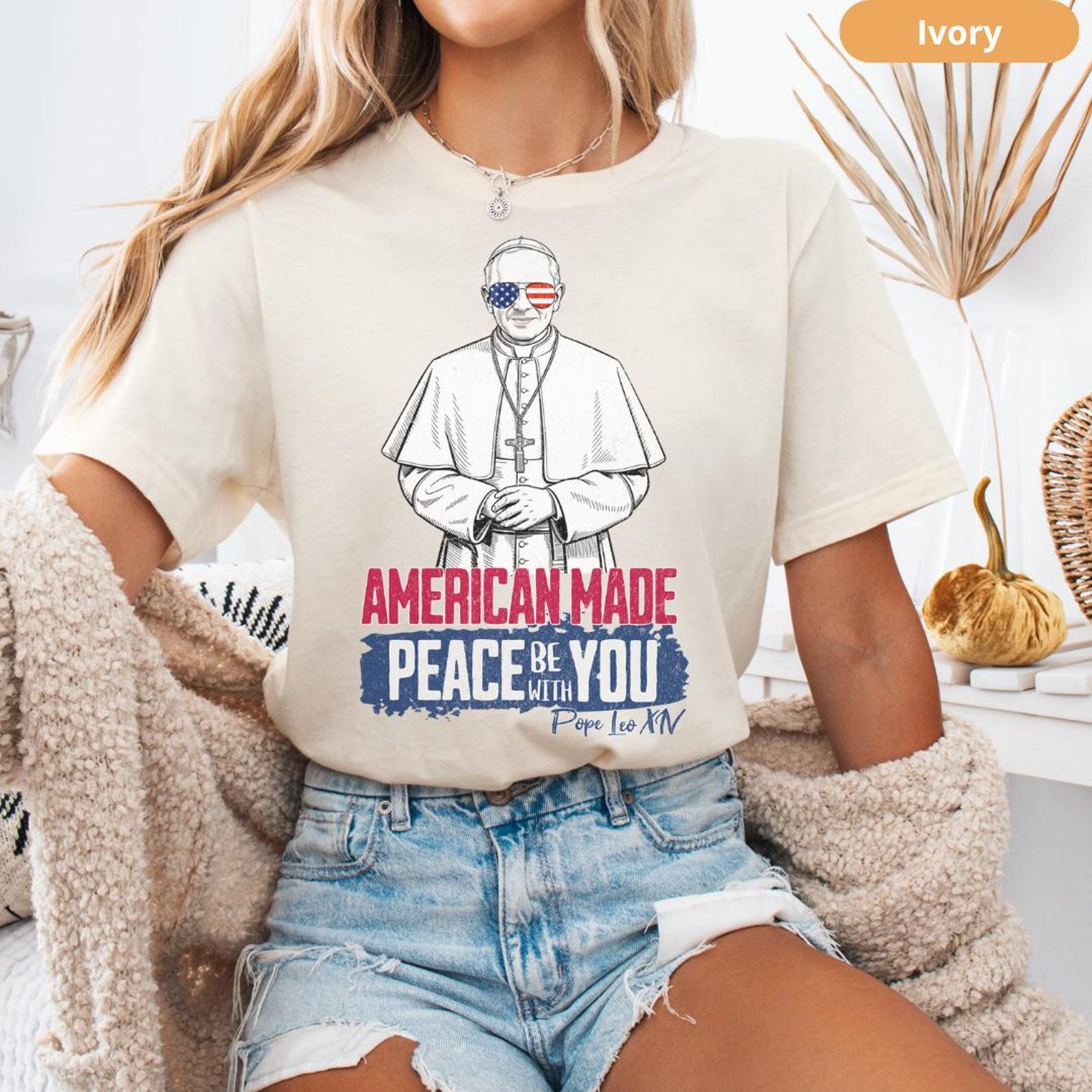 Distressed American Made Pope Leo XIV Unisex Shirt, Peace Be With You ...