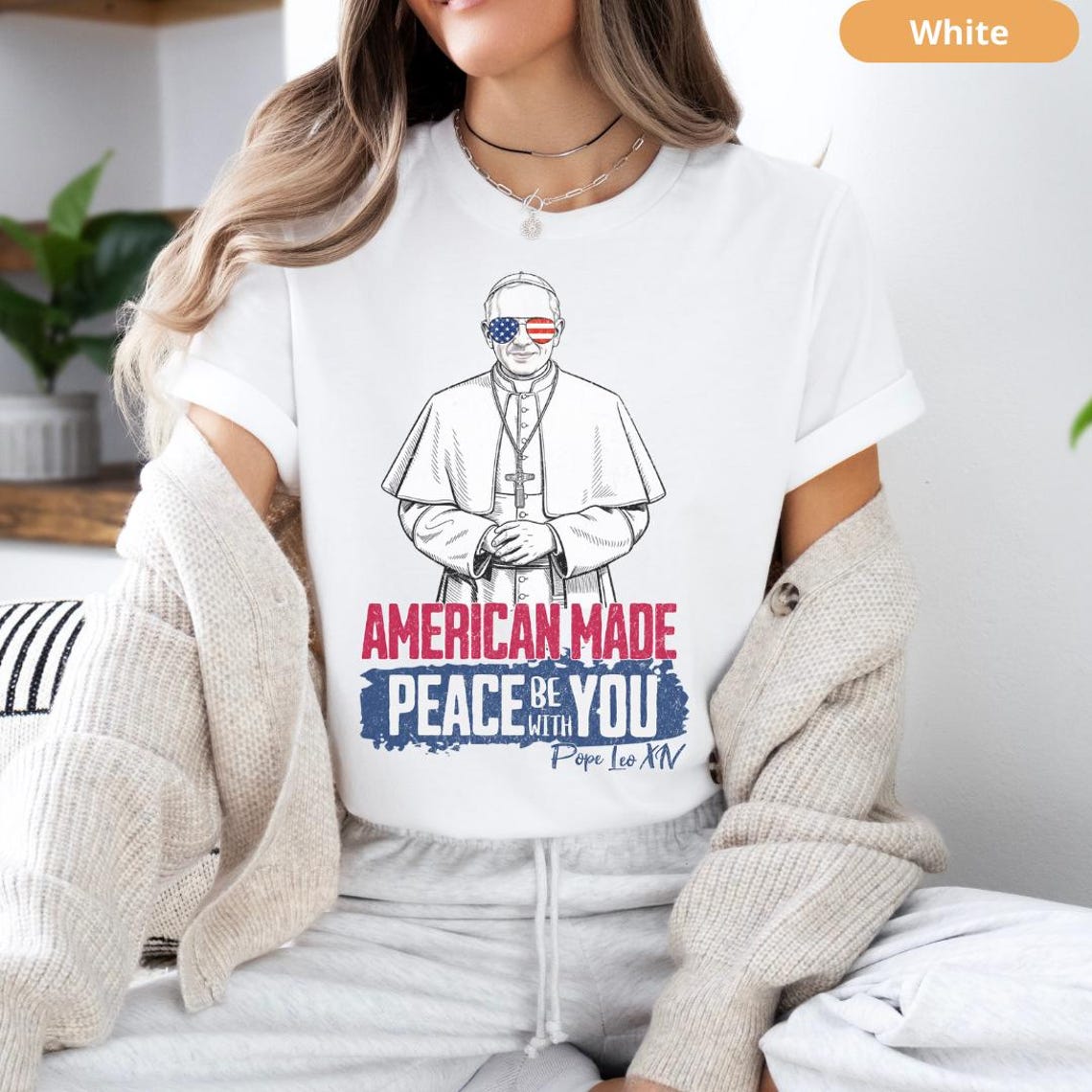 Distressed American Made Pope Leo XIV Unisex Shirt, Peace Be With You ...