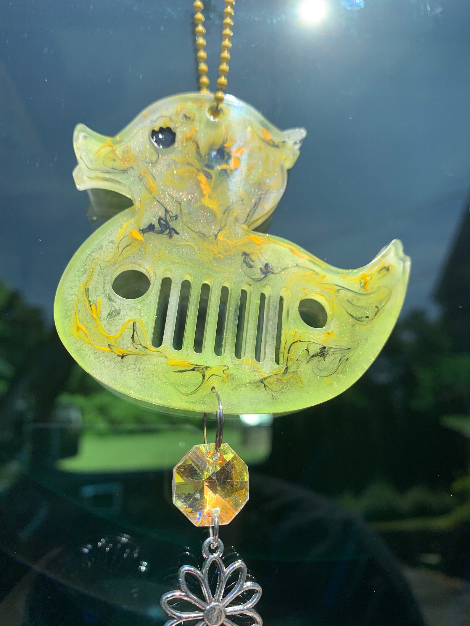 Sunflower Glow in the Dark Cosmic Duck Jeep Crystal Suncatcher Gift ...