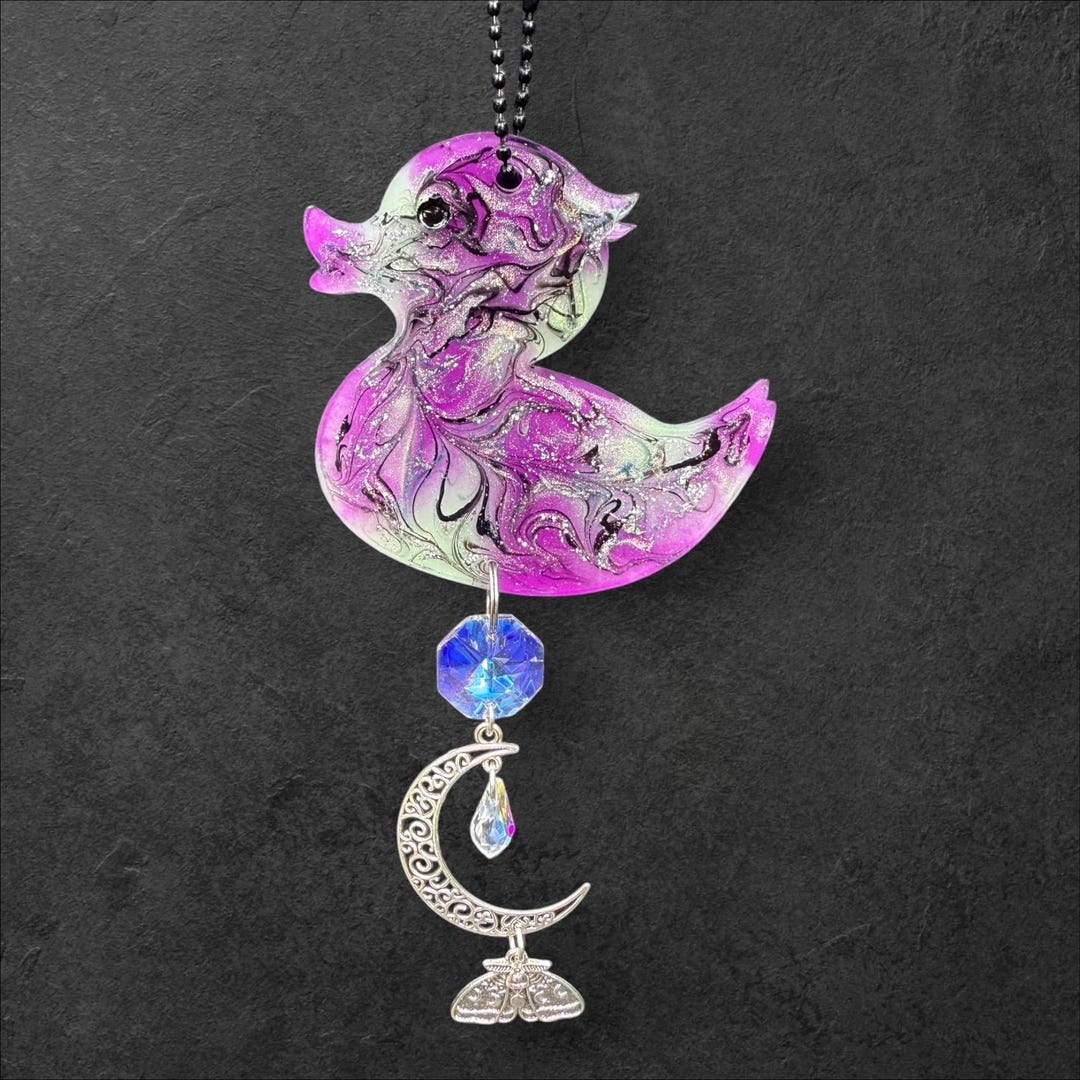 Glow in the Dark Aurora Borealis Duck Suncatcher: UV Resin Ornament ...
