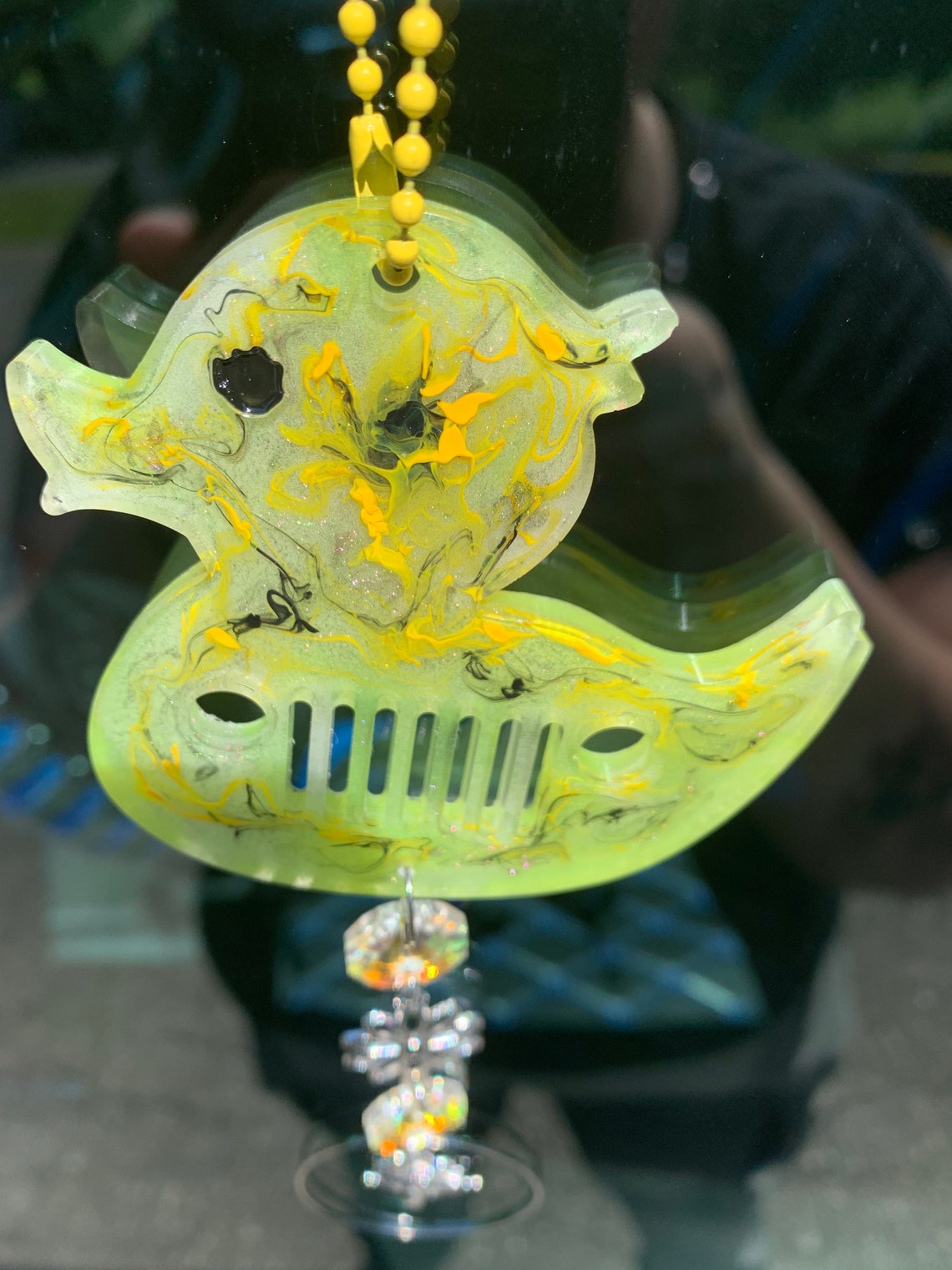 Sunflower Glow in the Dark Cosmic Duck Jeep Crystal Suncatcher Gift Accessory Car Charm Dangle ...