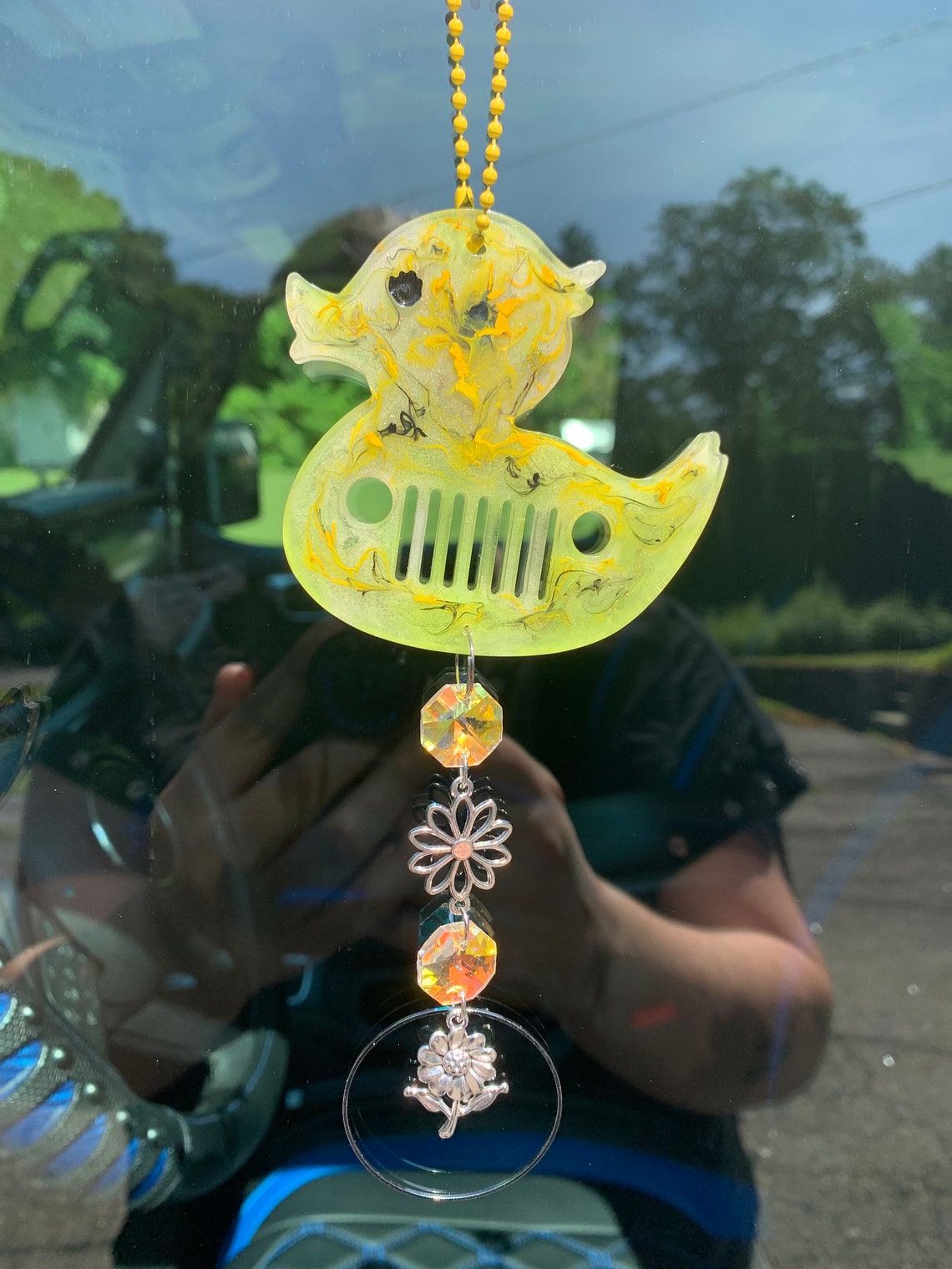 Sunflower Glow in the Dark Cosmic Duck Jeep Crystal Suncatcher Gift ...