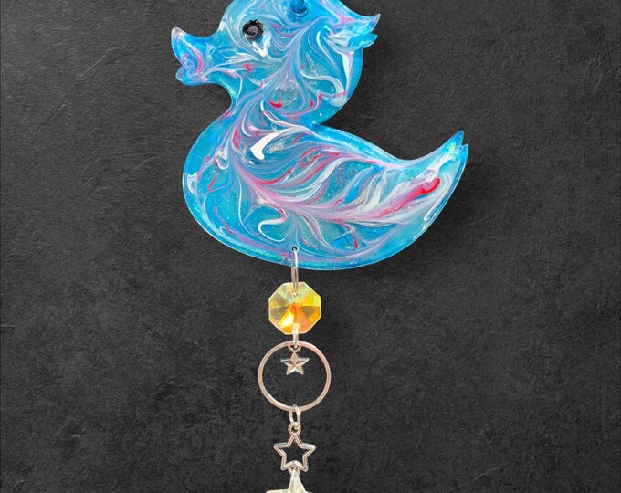 Patriotic Glow in the Dark Cosmic Duck Crystal Suncatcher Gift ...