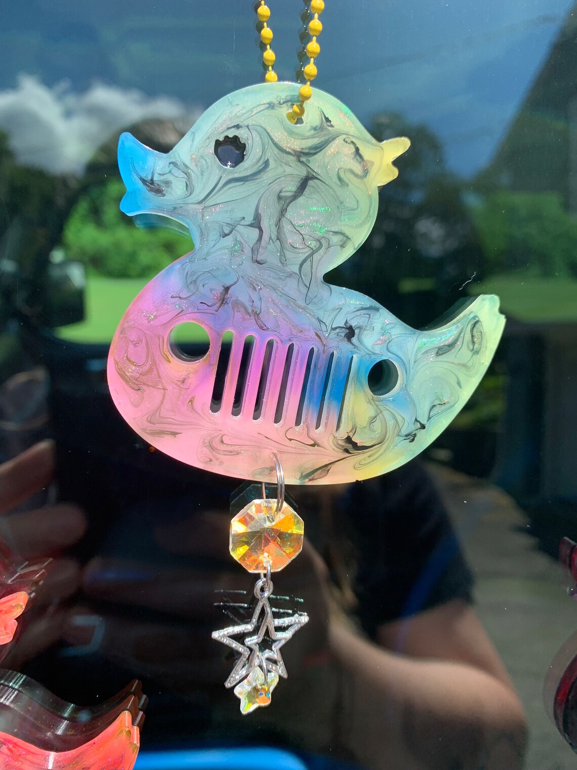 Glow in the Dark Cosmic Duck Crystal Suncatcher Gift Accessory Car ...