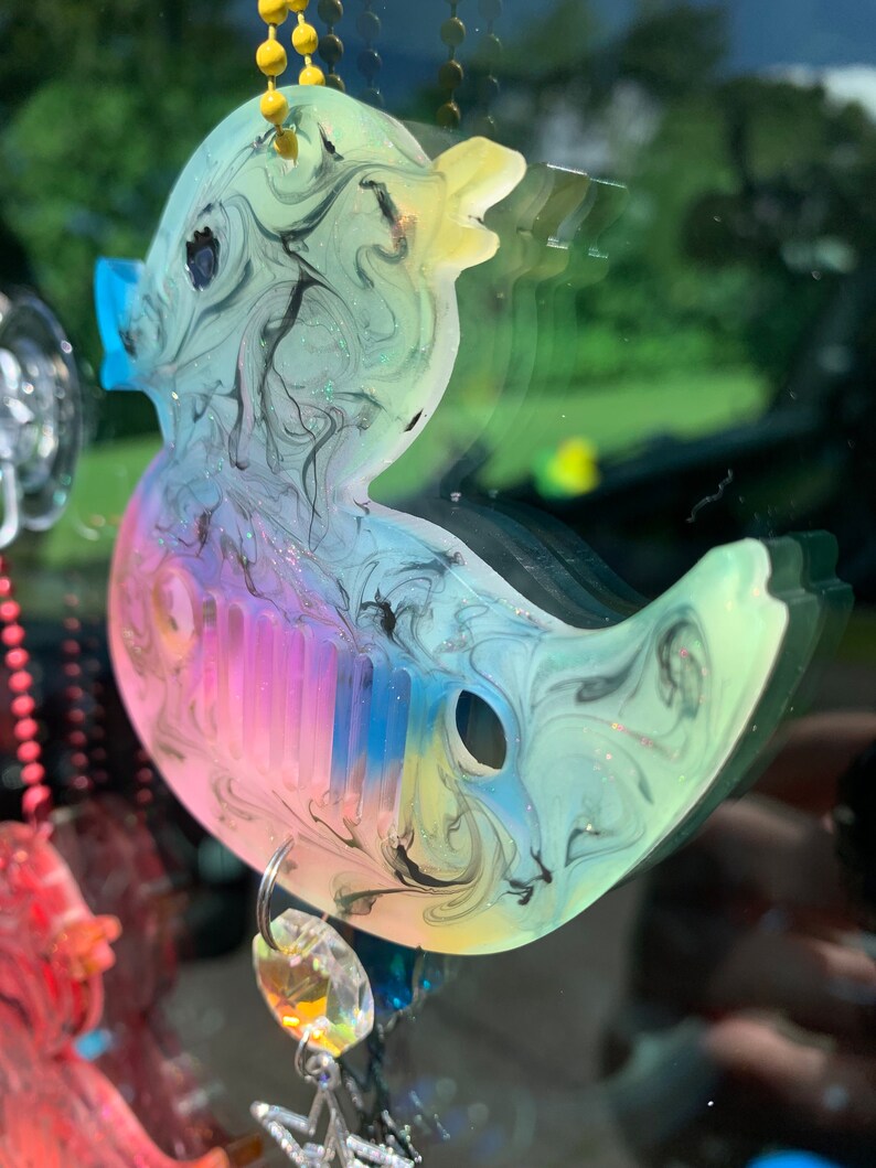 Glow in the Dark Cosmic Duck Crystal Suncatcher Gift Accessory Car ...