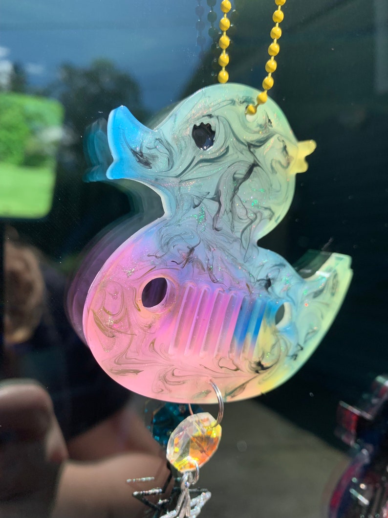 Glow in the Dark Cosmic Duck Crystal Suncatcher Gift Accessory Car ...