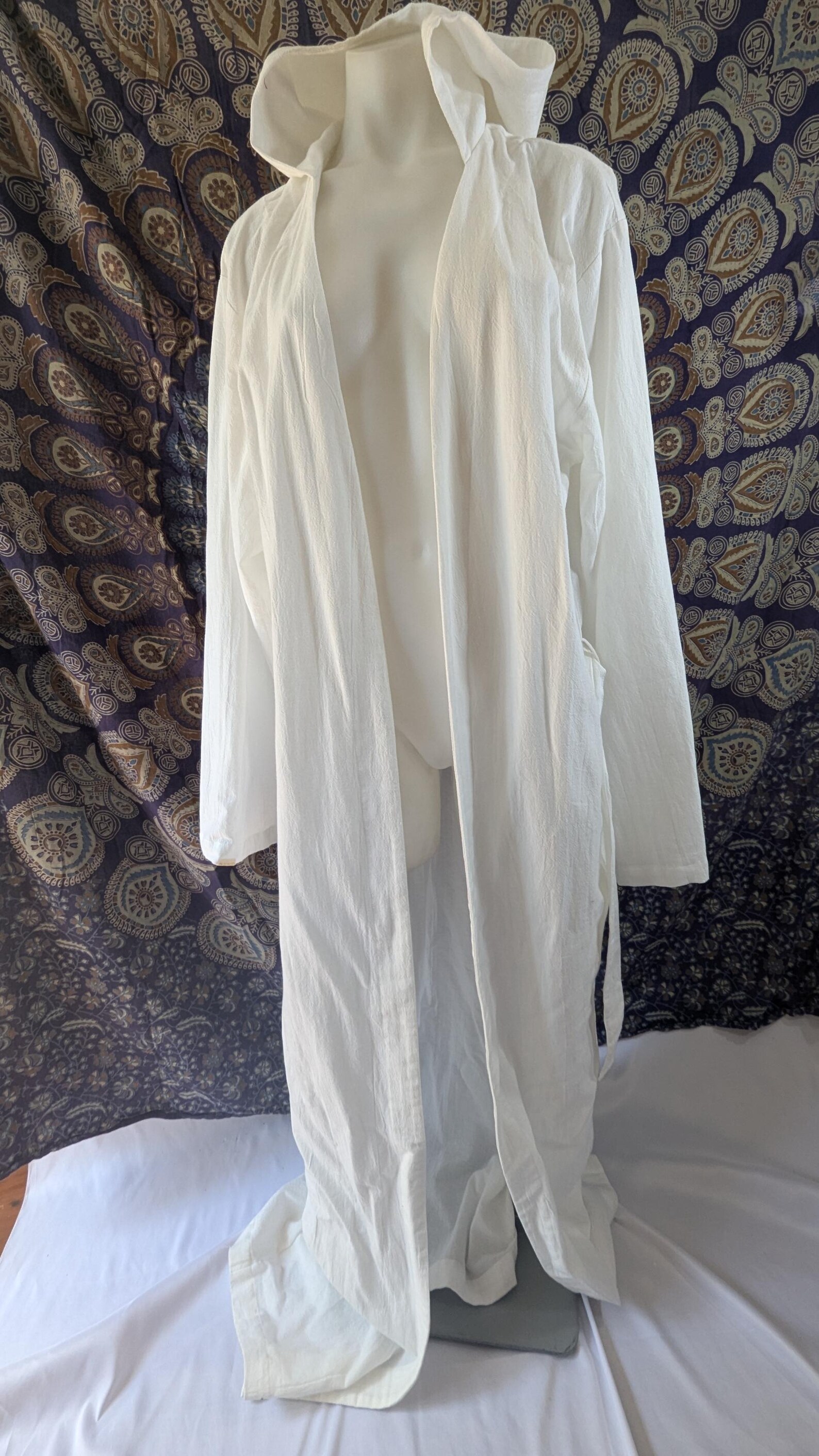 Long White Ceremony Robe With Hood and Pockets – 100% Cotton – Sacred ...