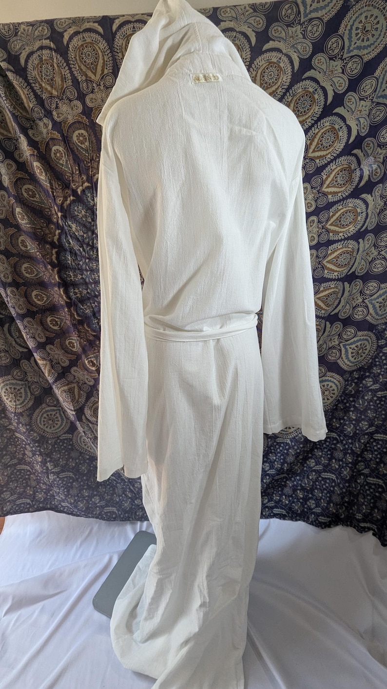 Long White Ceremony Robe With Hood and Pockets – 100% Cotton – Sacred ...