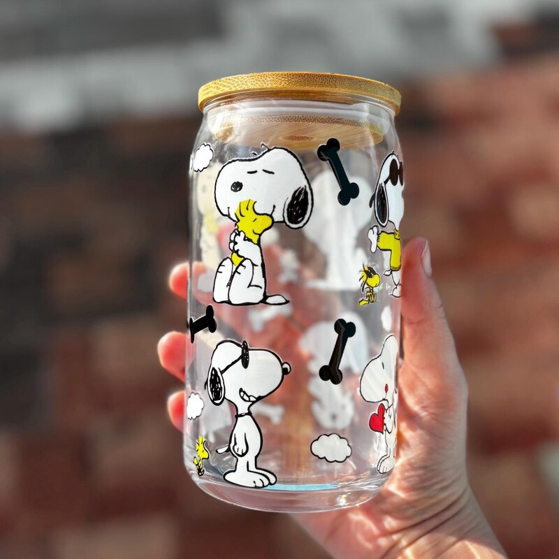 Snoopy Glass - Etsy