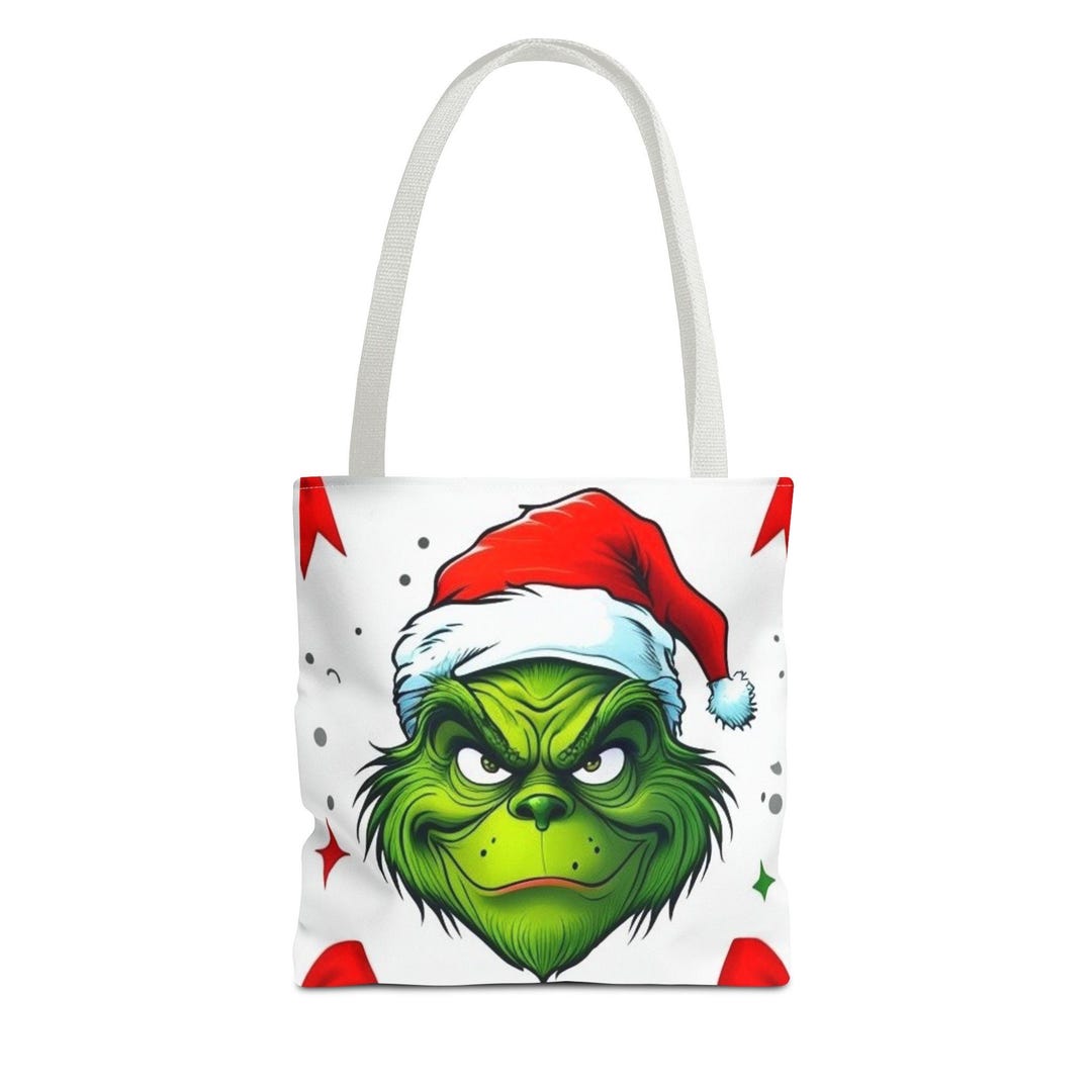 Grinch Christmas Tote Bag Holiday Gift, Reusable Shopping Bag, Festive ...