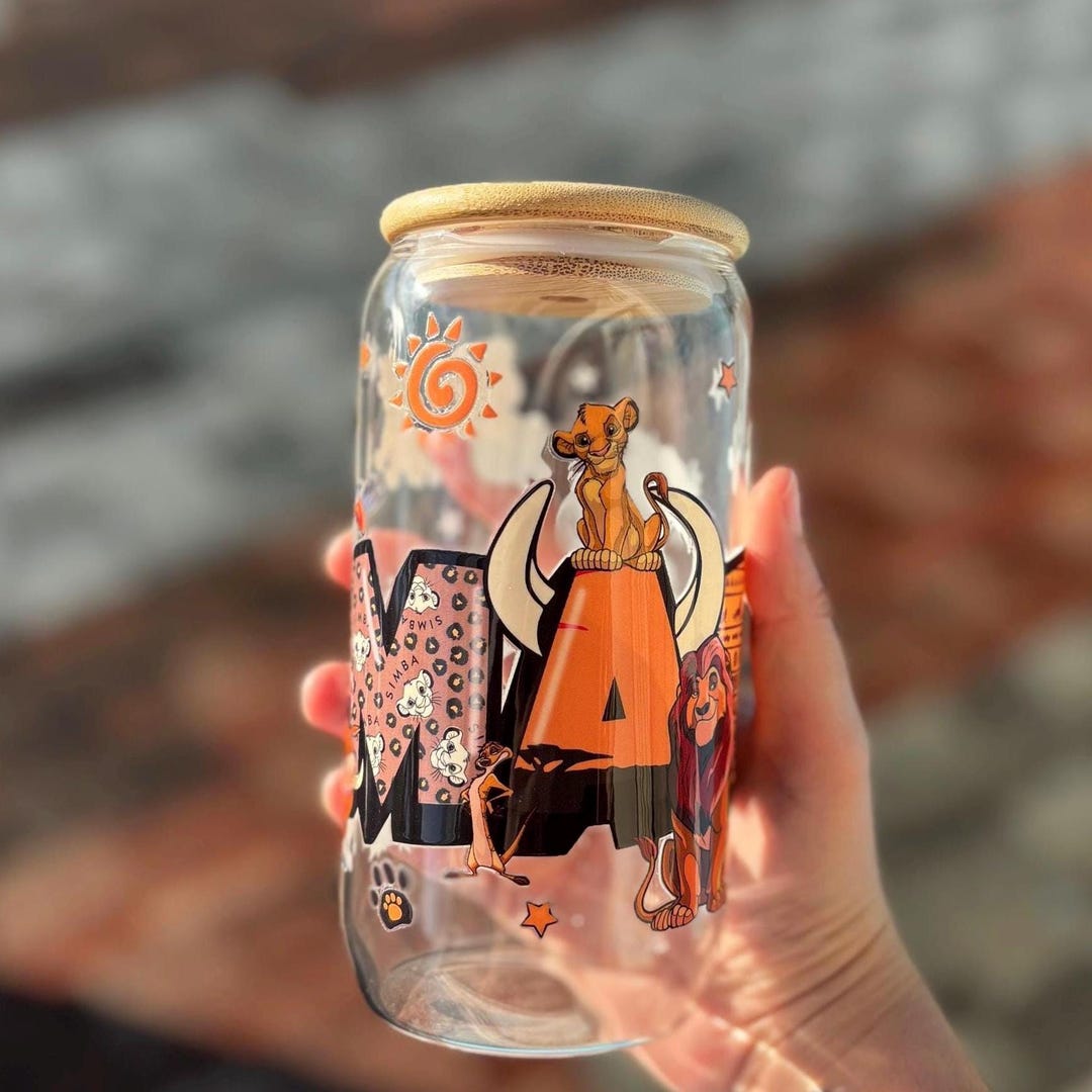 Safari Lion Glass Cup, Disney Design Drinkware, Jungle-themed Tumbler ...