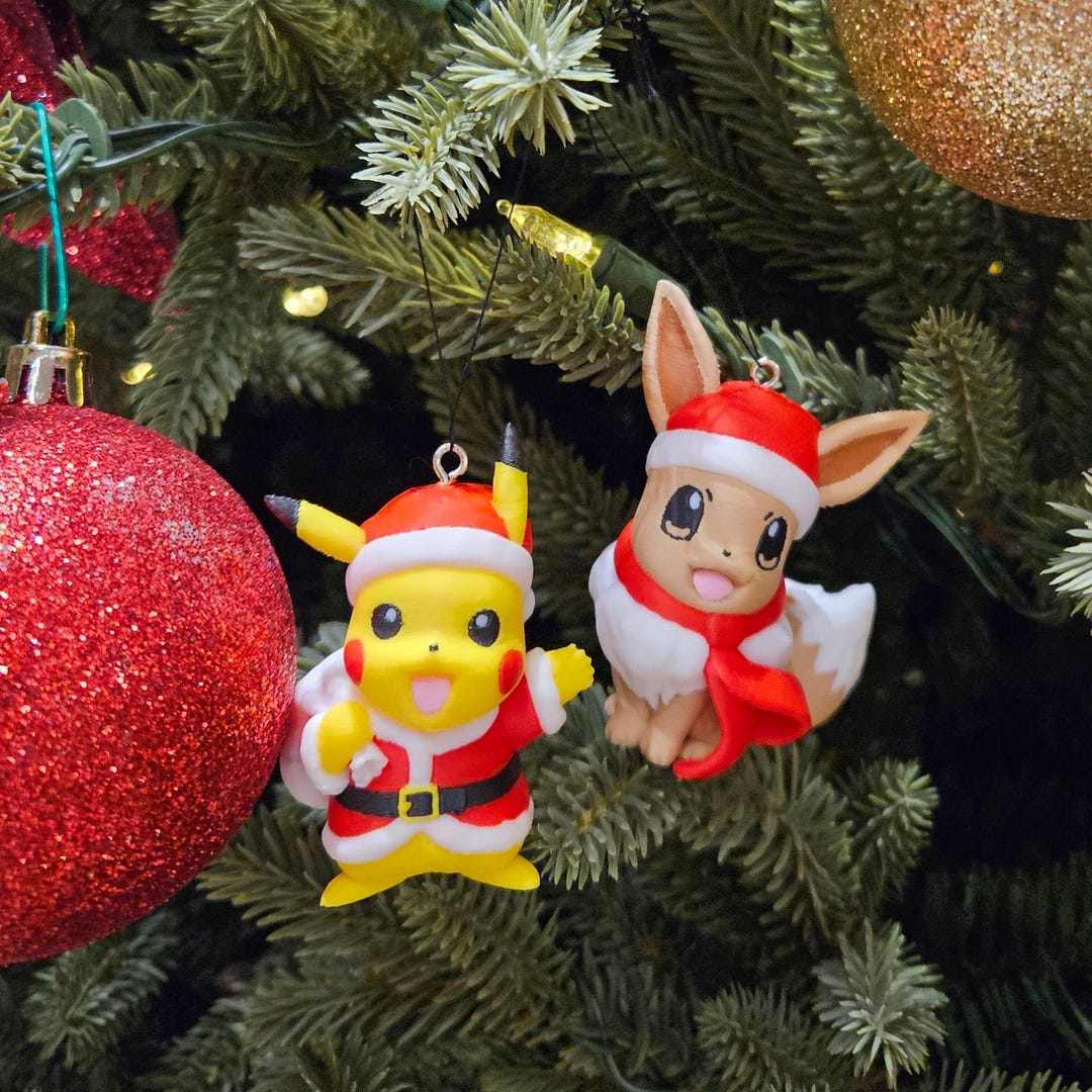 Christmas Pikachu Eevee Pokemon Minifigure Holiday Gift 3D Printed ...