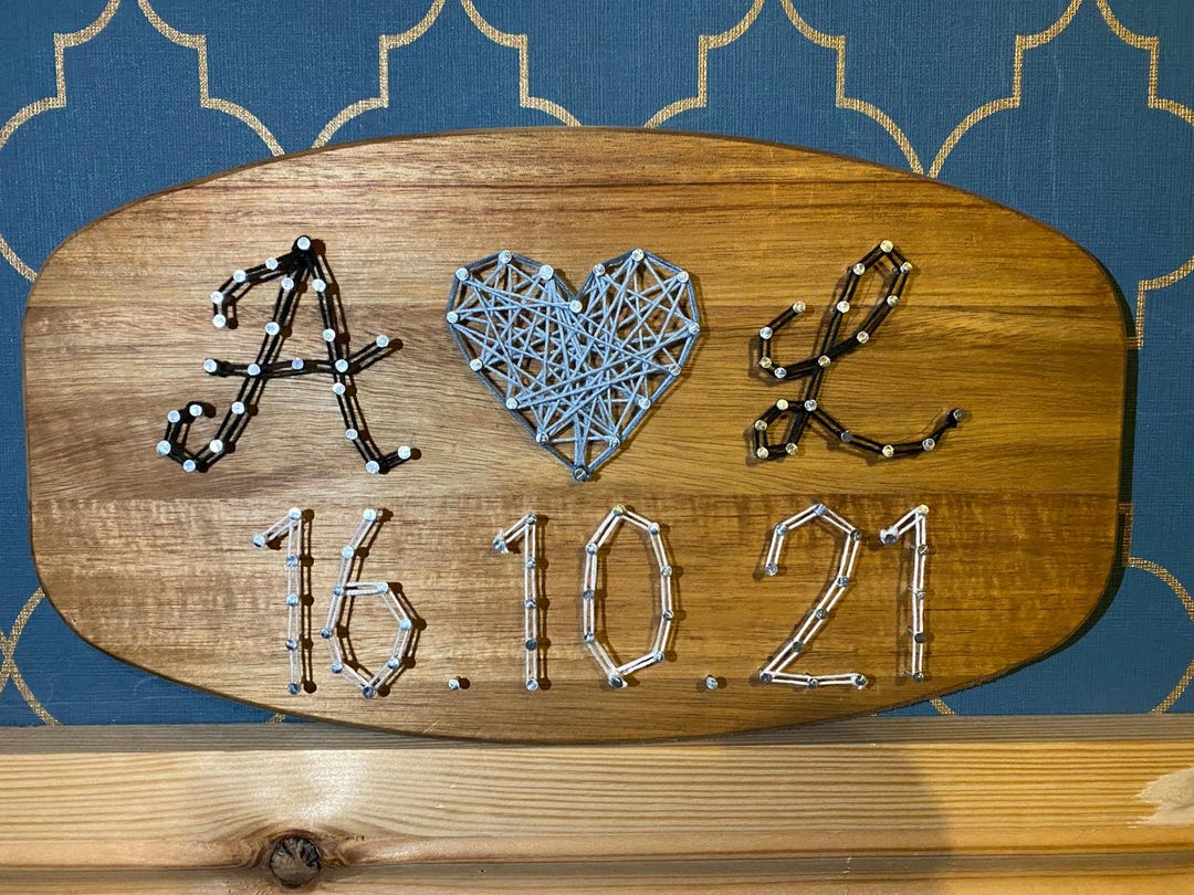 Personalised Handmade String Art Initials or Name With Date ...