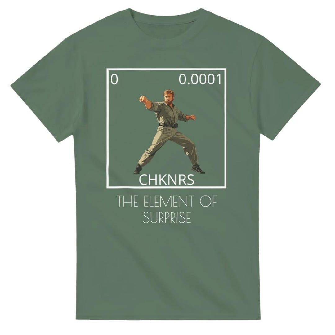 Chuck Norris the Element of Surprise T-shirt, Funny T Shirt, Mens Funny ...