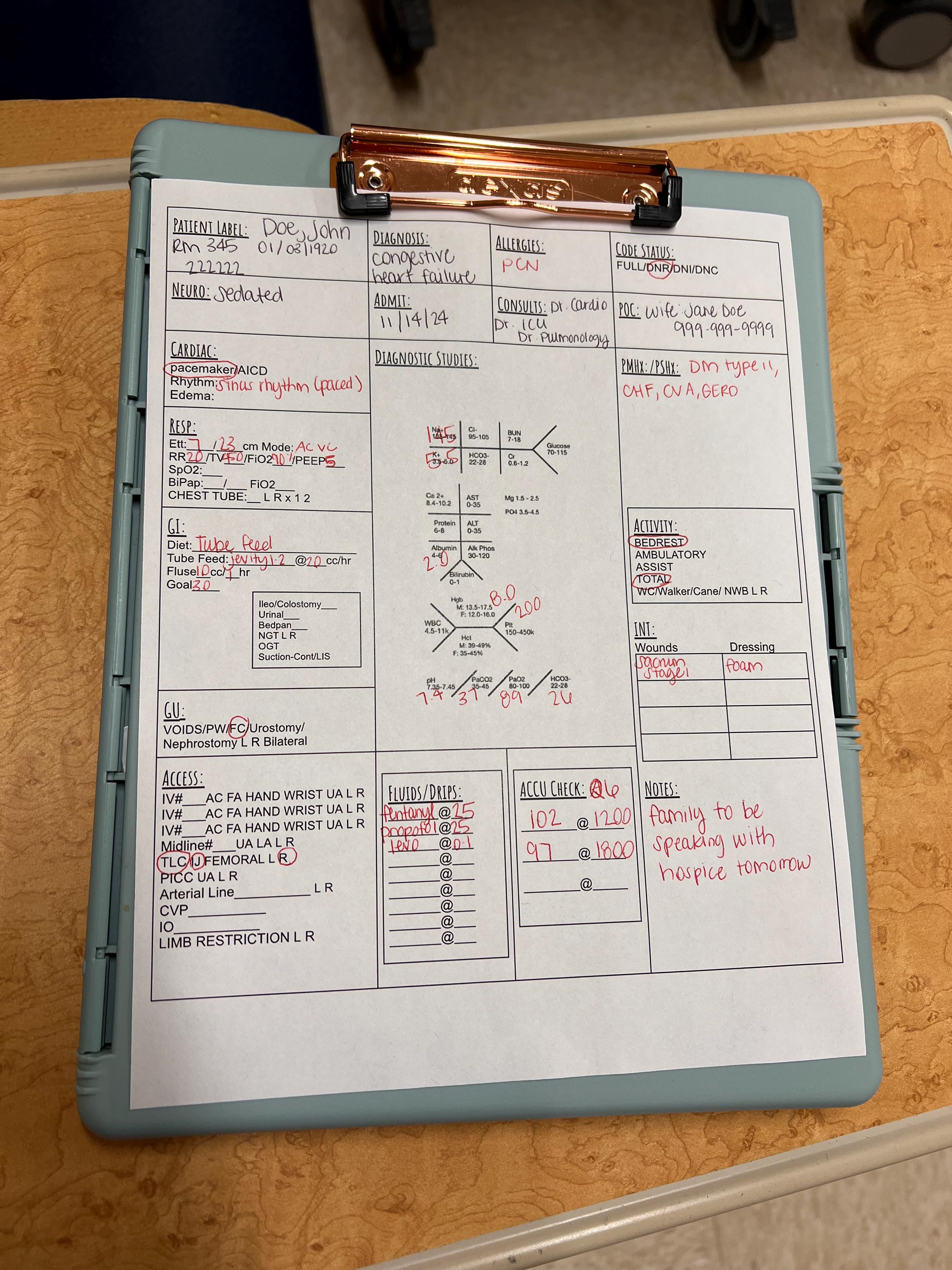 ICU Report Sheet - Etsy