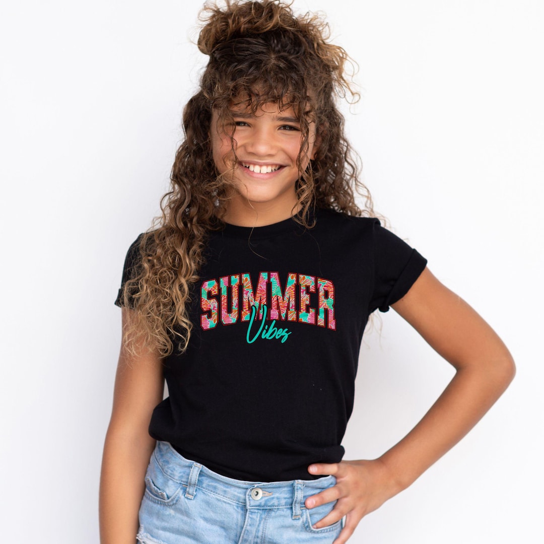 Summer Vibes Youth Tee, Cute Kids Summer Shirt, Tropical Graphic T ...