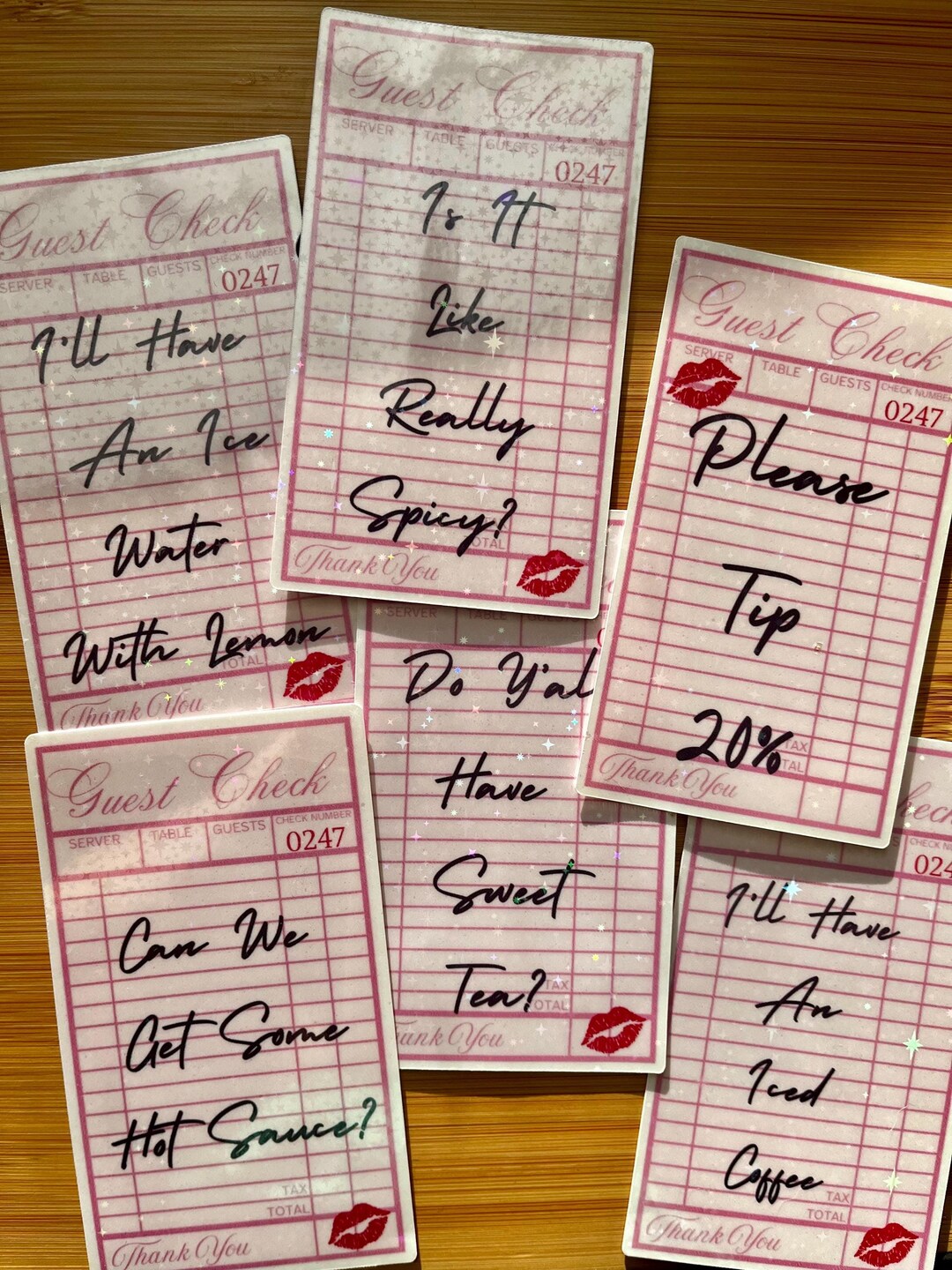 Cute Girly Guest Check Glitter Sticker |for Waiter Book, Waitress Book ...