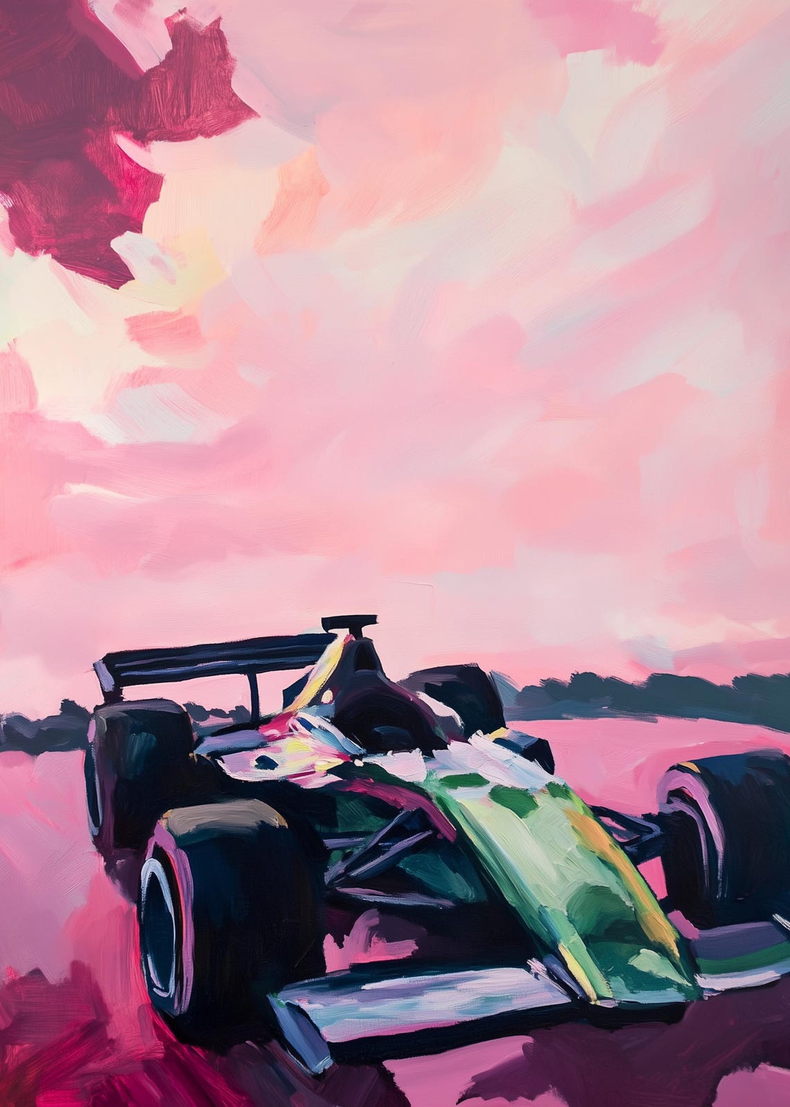 Formula 1 Pink Girls Oil Painting Digital Print, F1 Wall Art, Wall ...