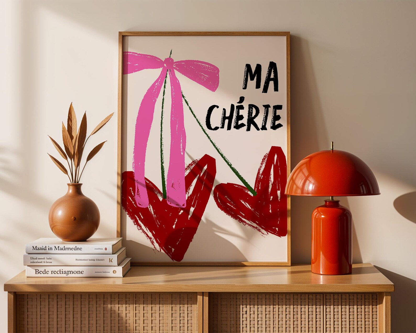 Ma Chérie Cherry Poster Digital Print, Trendy Wall Art, Retro Wall Art ...