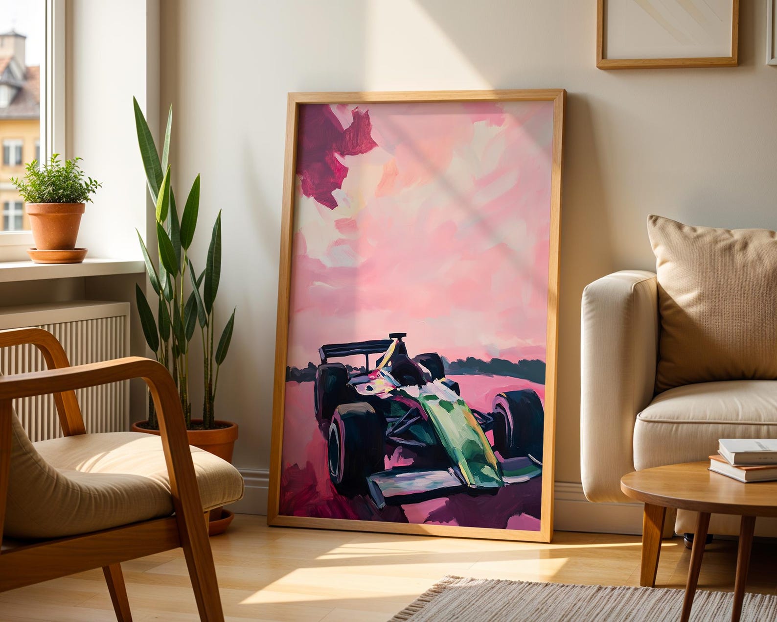 Formula 1 Pink Girls Oil Painting Digital Print, F1 Wall Art, Wall ...