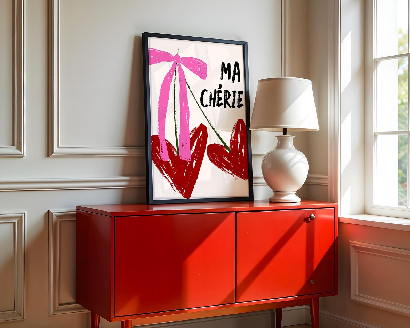 Ma Chérie Cherry Poster Digital Print, Trendy Wall Art, Retro Wall Art ...