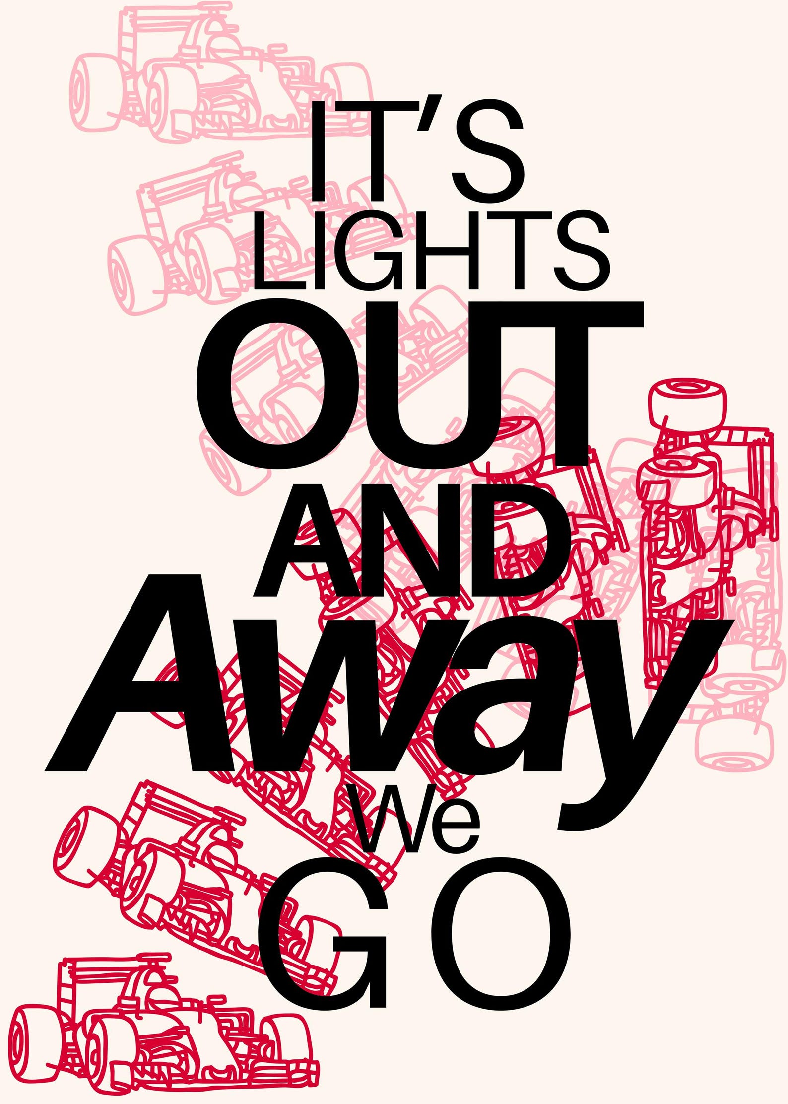 Formula 1 Quote Art Lights Out and Away We Go, F1 Wall Art, Wall ...