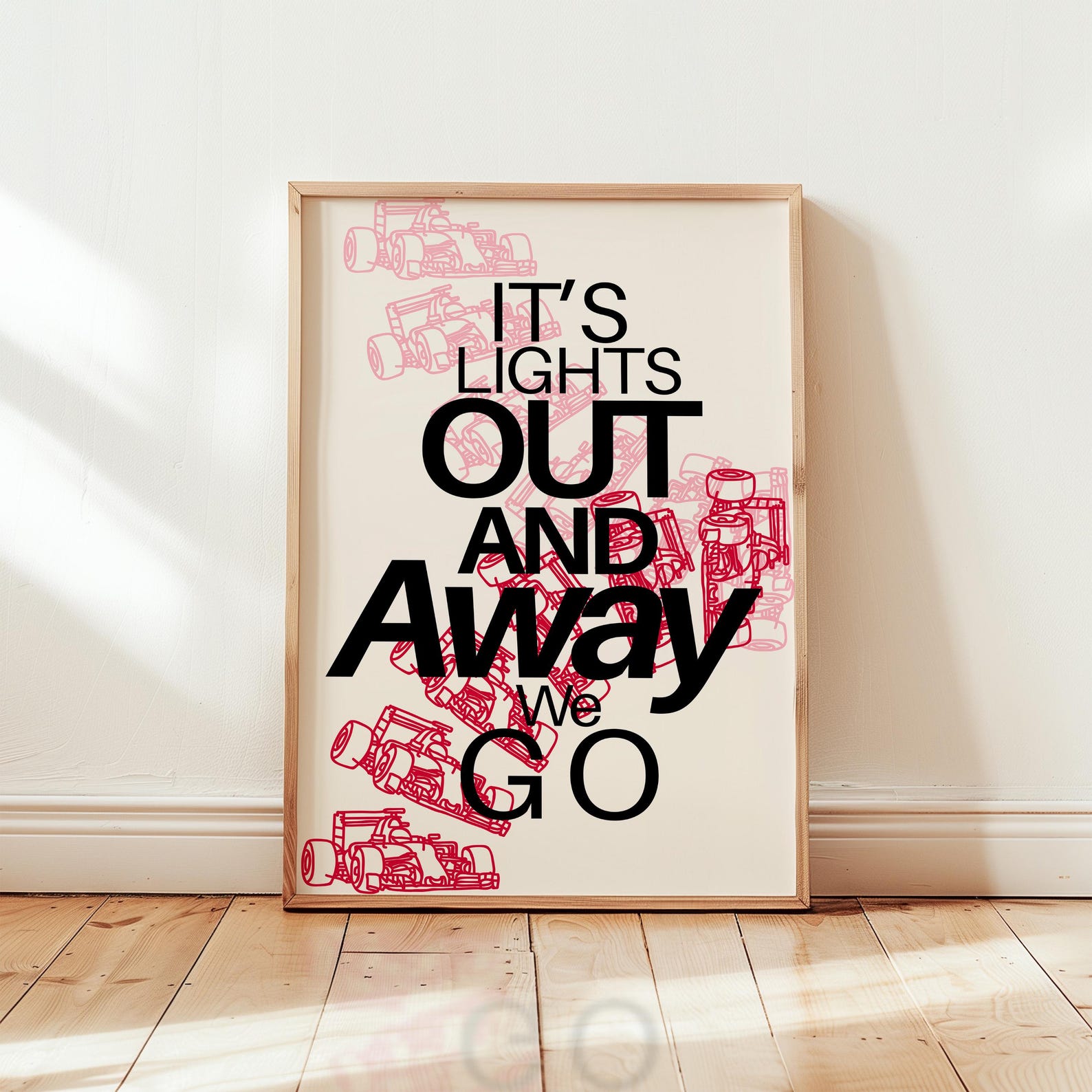 Formula 1 Quote Art Lights Out and Away We Go, F1 Wall Art, Wall ...