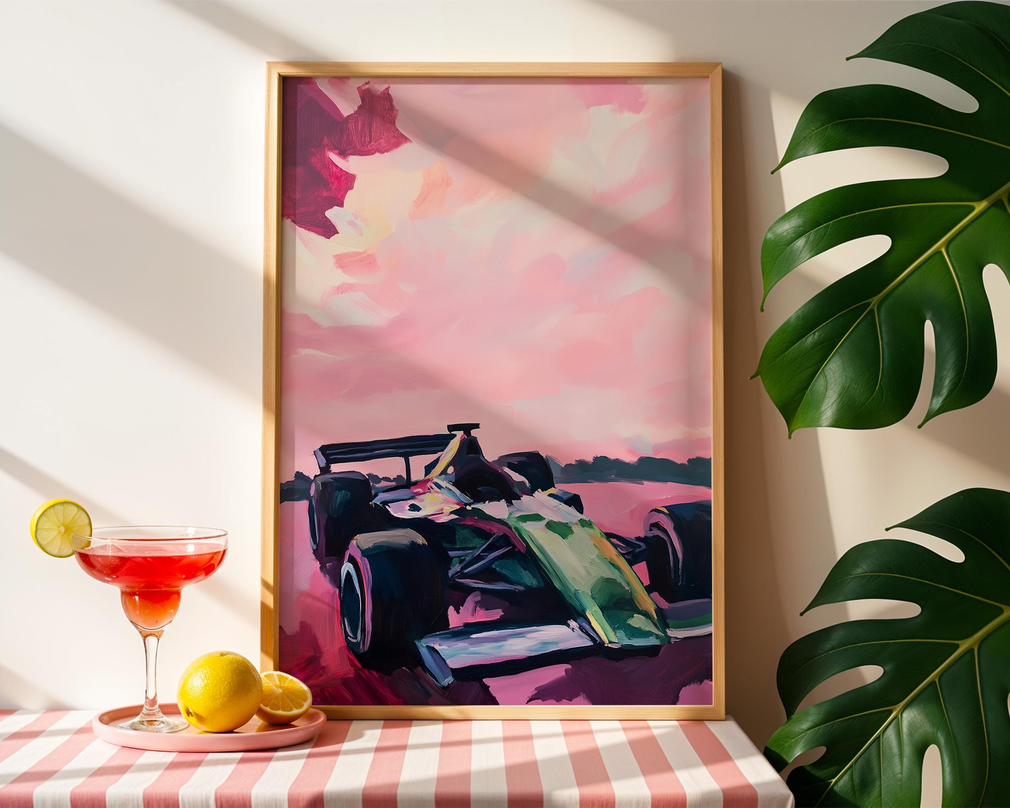 Formula 1 Pink Girls Oil Painting Digital Print, F1 Wall Art, Wall ...