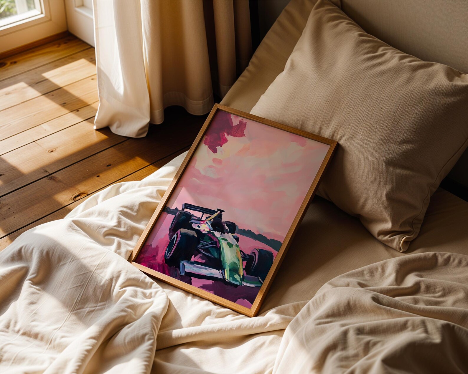 Formula 1 Pink Girls Oil Painting Digital Print, F1 Wall Art, Wall ...